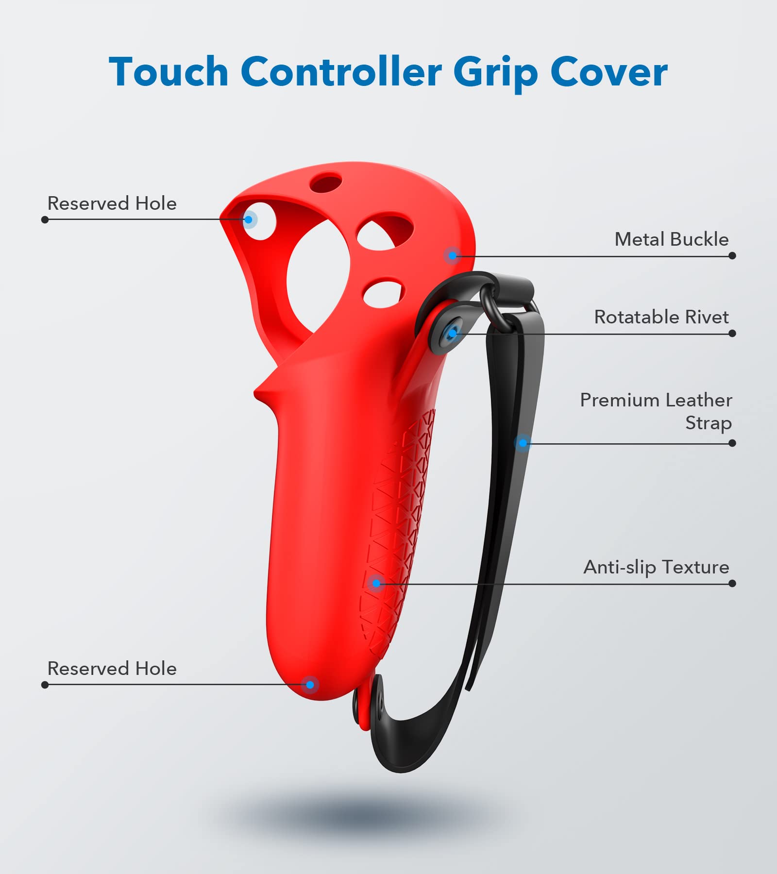 YRXVW Controller Grips Cover for Meta/Oculus Quest Pro, Silicone Hand Touch Grips Unibody Design with Adjustable Knuckle Strap Compatible with Quest Pro Accessories (Red)