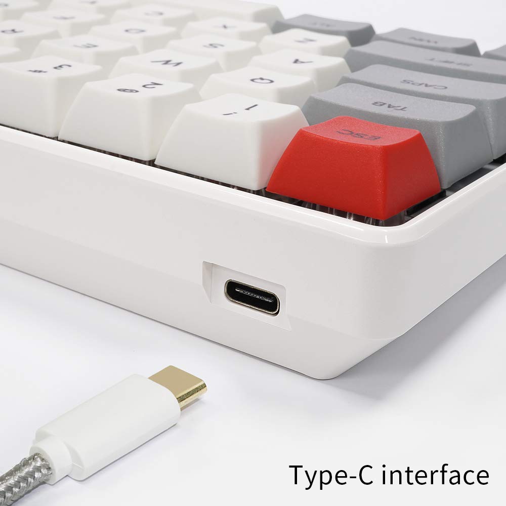 YUNZII SK61 Grey Hotswap Mechanical Gaming Keyboard with Optical Switch, RGB, Programmable Custom Keyboard (Gateron Black Switch, Grey 61 Keys)