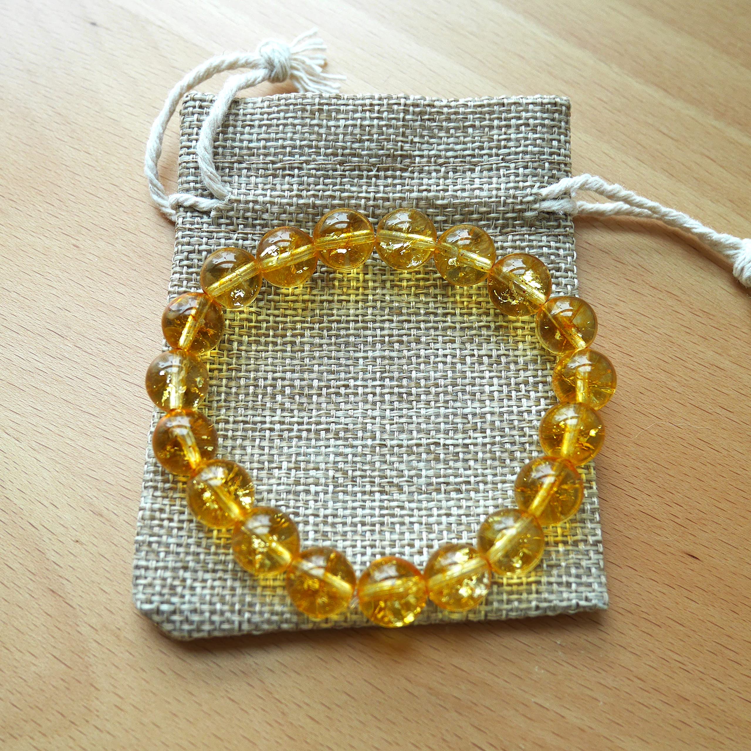 PSEEHEE Natural Chakra Healing Crystal Bracelet, Semi-Precious Gemstone Beads Stretch Women Men Jewelry (Yellow Citrine) (8mm) (8mm Yellow Citrine)