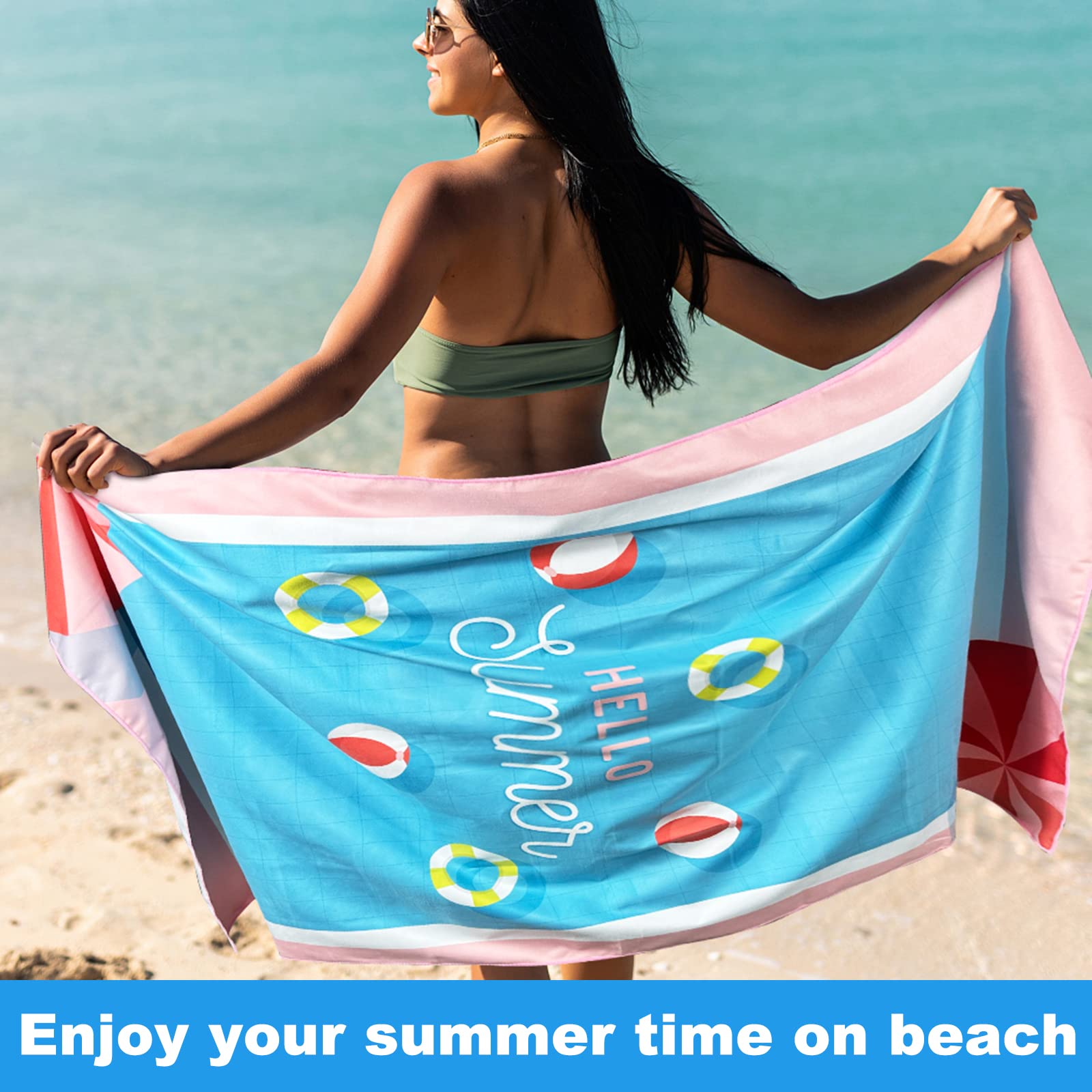 Yunaeduo Microfiber Beach Towels for Adults - Quick Dry Lightweight Oversized (31.5βx63β) Super Absorbent - Large Sand Free Beach Towel - Travel Towel, Beach Accessories