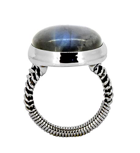 YoTreasure Labradorite Statement Ring 925 Sterling Silver Gemstone Jewelry