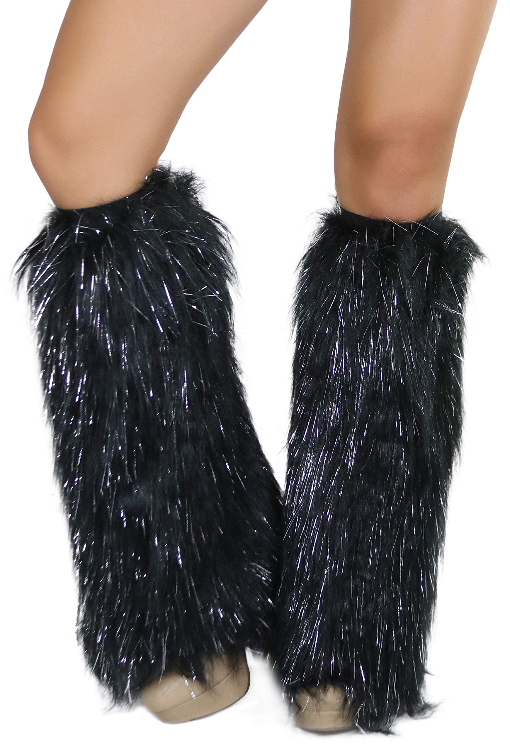ToBeInStyle Women's Glitter Rave Leg Warmers - Black/Silver - OS