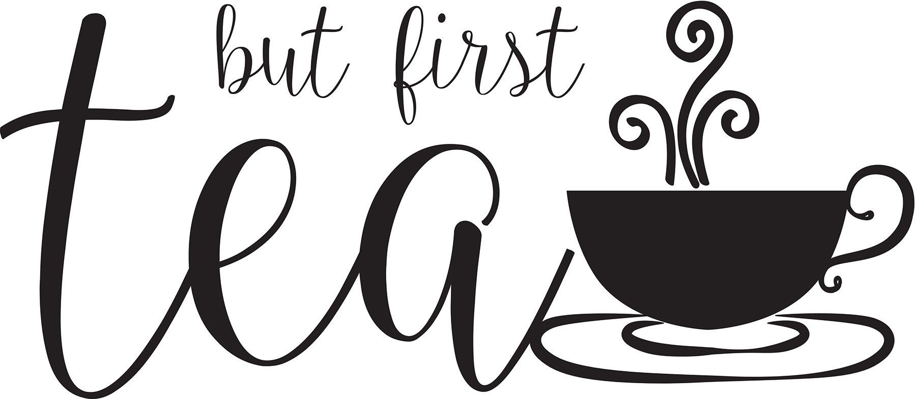 WallPops DWPQ2936 But First Tea Wall Quote, Black