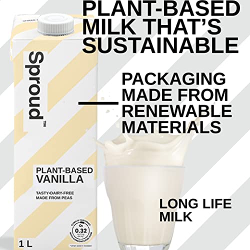 SPROUD Dairy Free Milk VANILLA Flavor, Vegan Milk with Plant-Based Pea Protein, Shelf Stable Non-GMO, 1 Liter (Pack of 6)