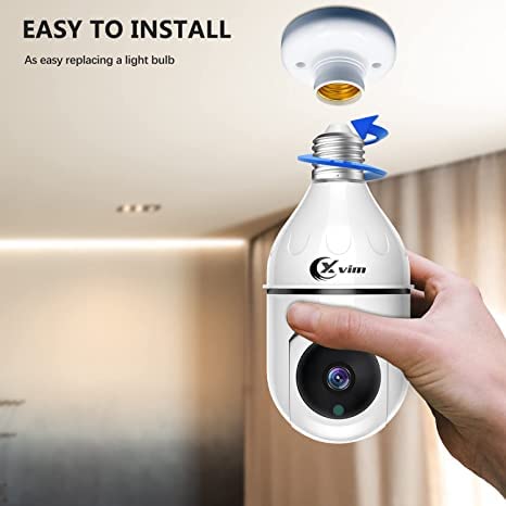 XVIM WiFi Light Bulb Camera, Pan/Tilt Wireless Indoor Camera, 3MP Light Bulb Security Camera with Night Vision, Human Detection & Live Alerts