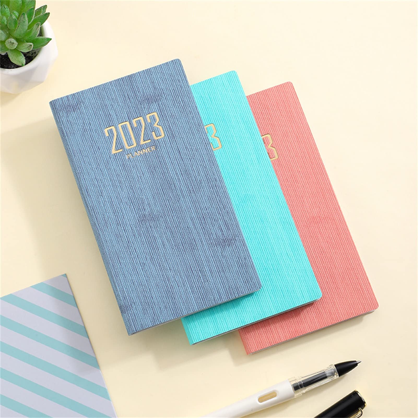 YOZUMD A6 Notebooks Schedule Book. Multifunctional Efficiency Manual Time Management 2023 A6 Mini Agenda Planner Notebook,Classic Ruled Diary Pad Office Supplies Beige