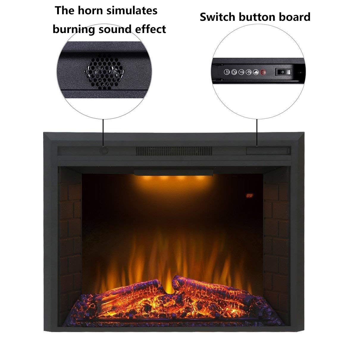 ROLTIN Electric Fireplace Heater Dimplex Electric Fires Led Fireplace Insert Multi Colour Side LED Lights with Timer Wall Recessed Mounted 77.5 * 63.2 * 23CM