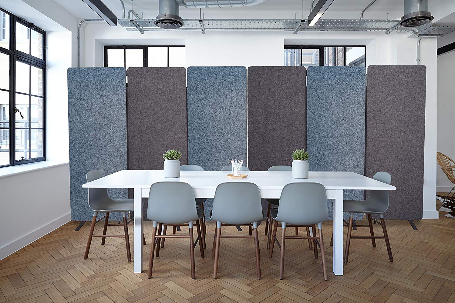 Stand Steady ZipPanels Office Partition | Room Dividers | Three Zip Together Panels Provide Privacy and Reduce Ambient Noise in Workspace, Classroom and Healthcare Facilities (Light Gray / 3 Panels)