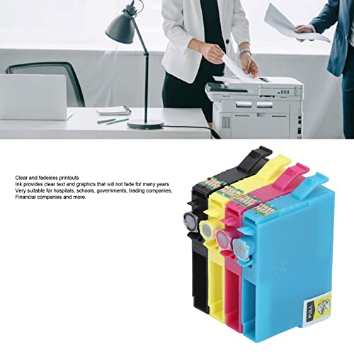 YEmirth 4Pcs Ink Cartridge BK C M Y Smoothly Ink Output Clear Fadeless Print Printer Cartridge with Ink for Workforce WF 2010W