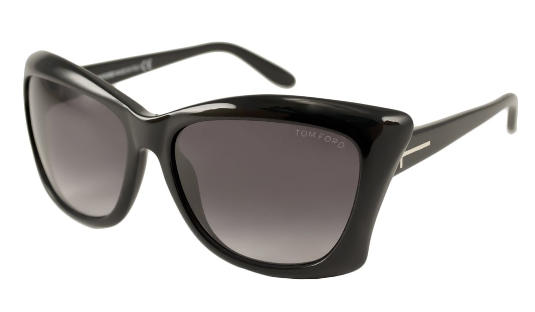 Tom Ford Rectangular Sunglasses TF280 Lana 01B Shiny Black FT0280