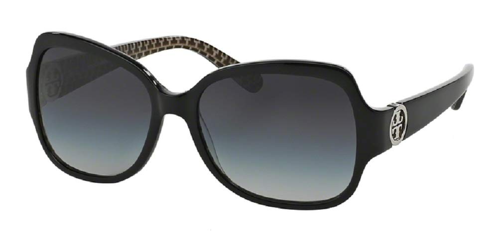 Tory Burch TY7059 114511 57M Black Stitch/Grey Gradient Square Sunglasses For Women + BUNDLE with Designer iWear Eyewear Kit