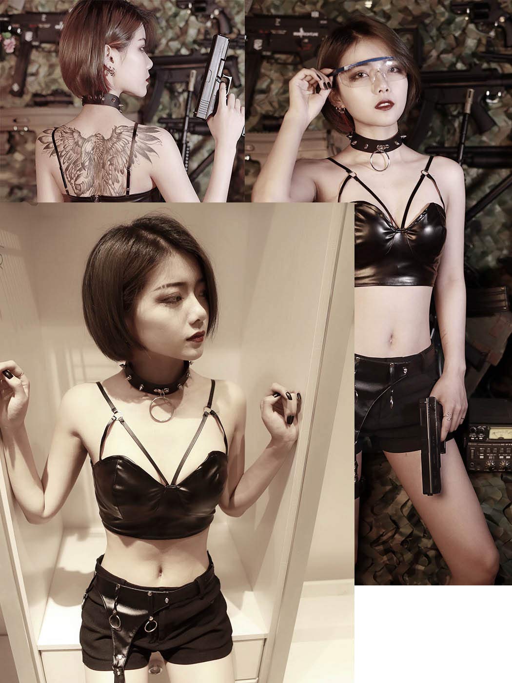 ACEDRE Fashion Women Men Cool Punk Goth Metal Spike Studded Link Leather Collar Choker Necklace