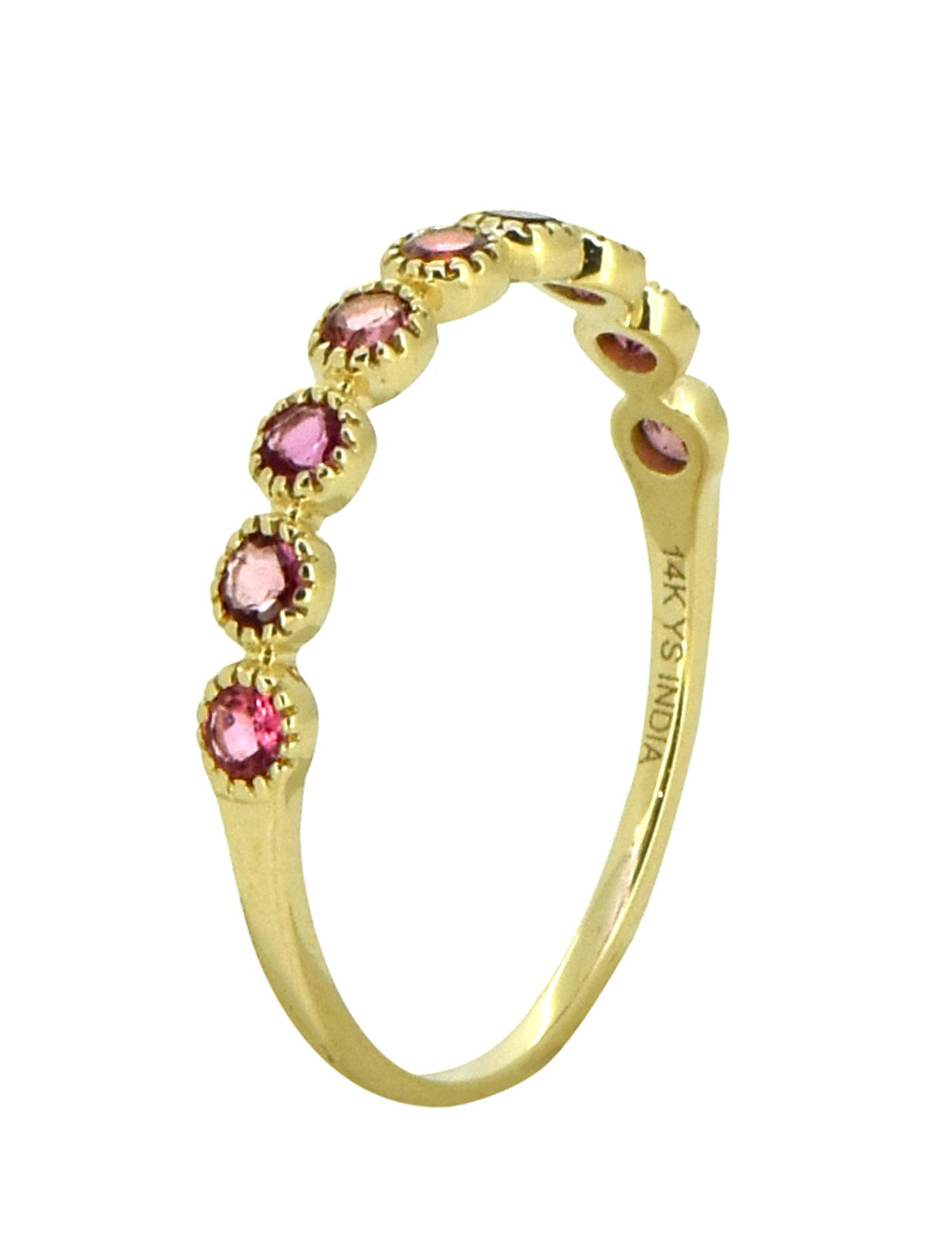 YoTreasure 0.36 ct. t.w. Pink Sapphire Solid 14k Yellow Gold Eternity Band Ring
