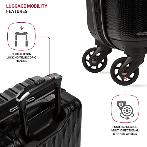 SwissGear 8018 Hardside Expandable Luggage with Spinner Wheels, Black, Carry-On 20-Inch