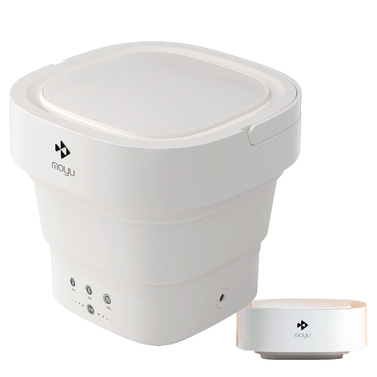 XZ-SMART Foldable Mini Small Portable Washer Washing Machine for Apartment, Laundry, Camping, RV, Travel, Underwear, Socks, Baby clothes (110V-240V) (WHITE), 9.8 x 9.8 x 9.5