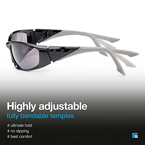 SolidWork Safety Glasses Clear Lens with Side Shields, Anti Fog, Anti Scratch, Anti-Glare, Protective Eyewear for Men & Women (Black Lenses)