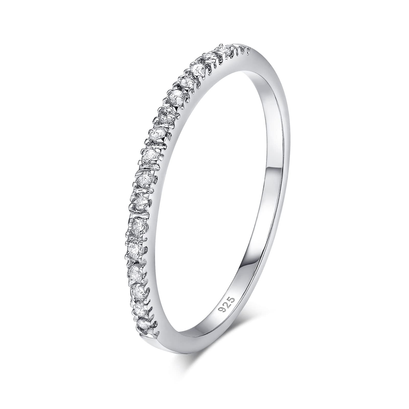 ZENBOTUNG Stackable Wedding Band for Women 925 Sterling Silver AAAAA Cz Promise Rings Eternity Bands Size 7