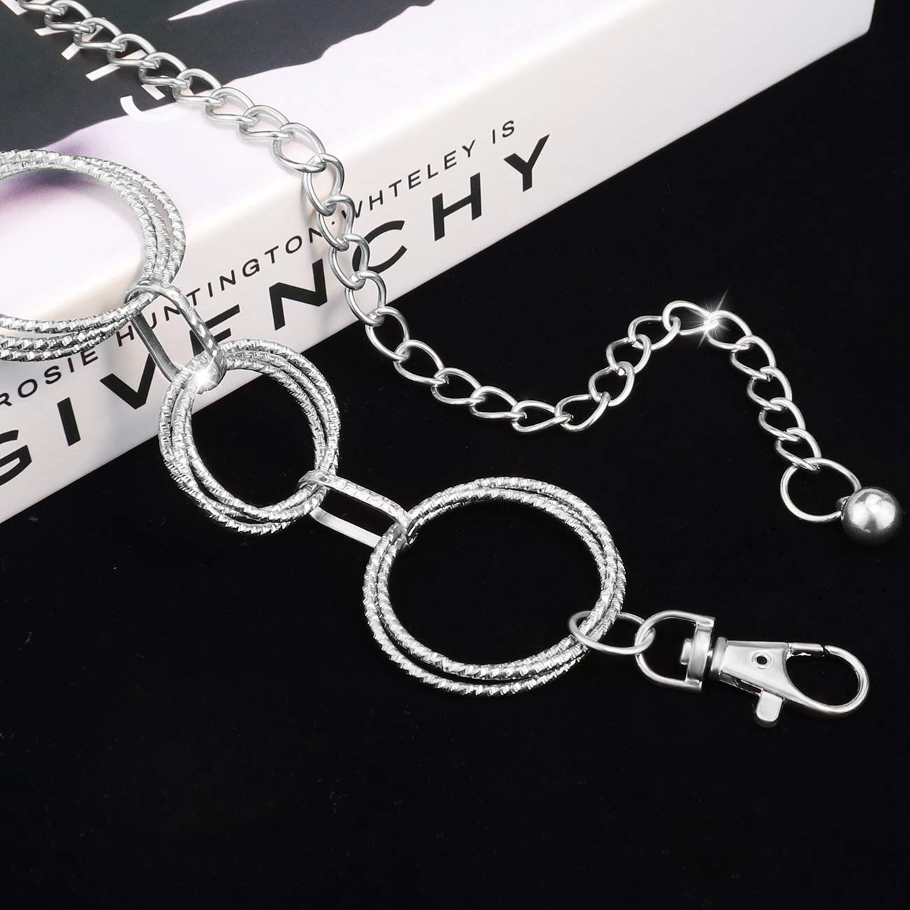 YooAi O-Ring Chain Belts Waist Belt Links for Women Metal Link Chain Gift Silver 135cm