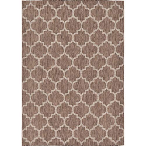 Unique Loom Outdoor Trellis Collection Area Rug (2' x 6' 1" Runner, Teal/ Gray)