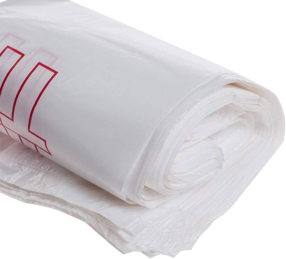 TashiBox Plastic bags with handles,thank you bags,Measures 11.5" X 6.25" X 21", 15mic, 0.6 Mil (400 Count),Reusable and Disposable Grocery Bags
