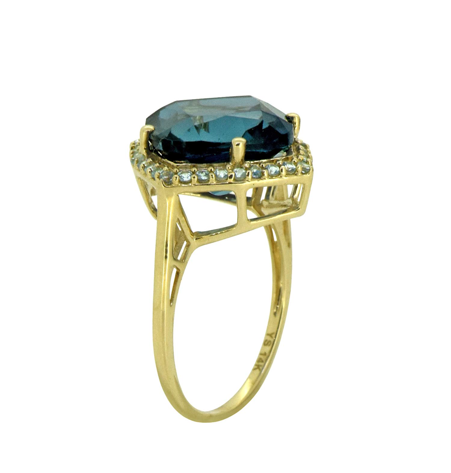 YoTreasure 7.17 ct London Blue Topaz Ring Solid 14k Yellow Gold Jewelry