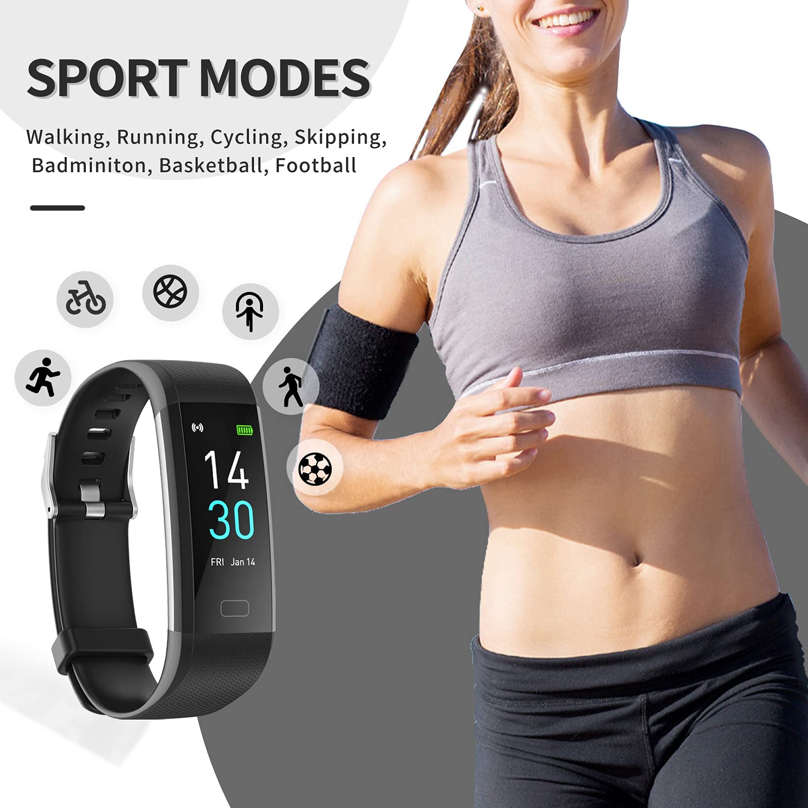 Yihou IP68 Fitness Tracker Waterproof Step Counter Smart Watch Activity Tracker Pedometer Message Reminder Sport Digial Watch for Women Men