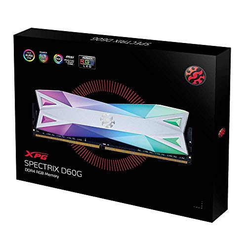 XPG DDR4 D60G RGB 16GB (2x8GB) 3200MHz PC4-25600 U-DIMM CL16-20-20 Desktop Memory Kit White (AX4U320038G16A-DW60)