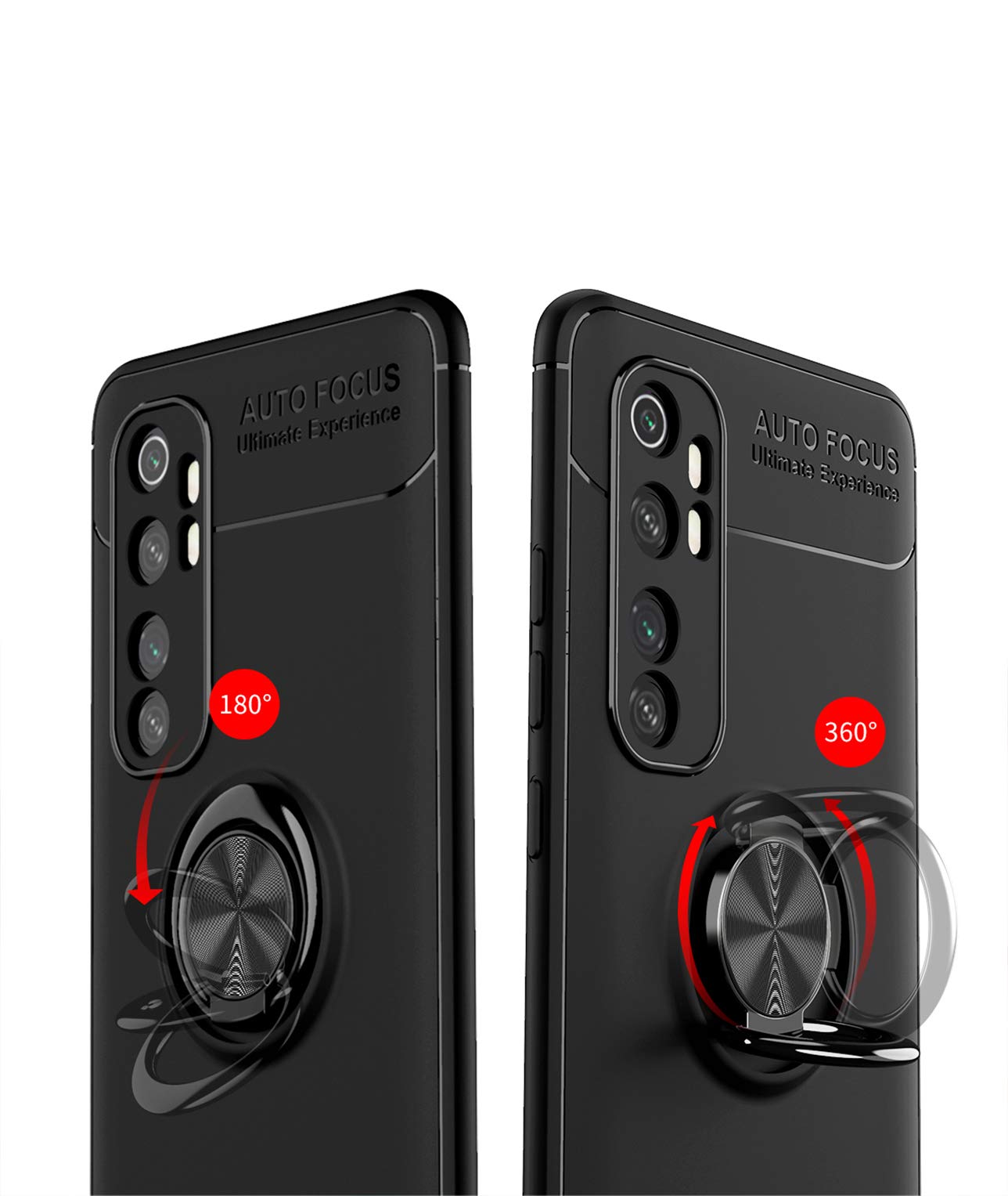 Xiaomi mi Note 10 Lite Case,360° Rotating Ring Kickstand Protective Case,Silicone Soft TPU Shockproof Protection Thin Cover Compatible with[Magnetic Car Mount] for Xiaomi mi Note 10 Lite (Black/black)