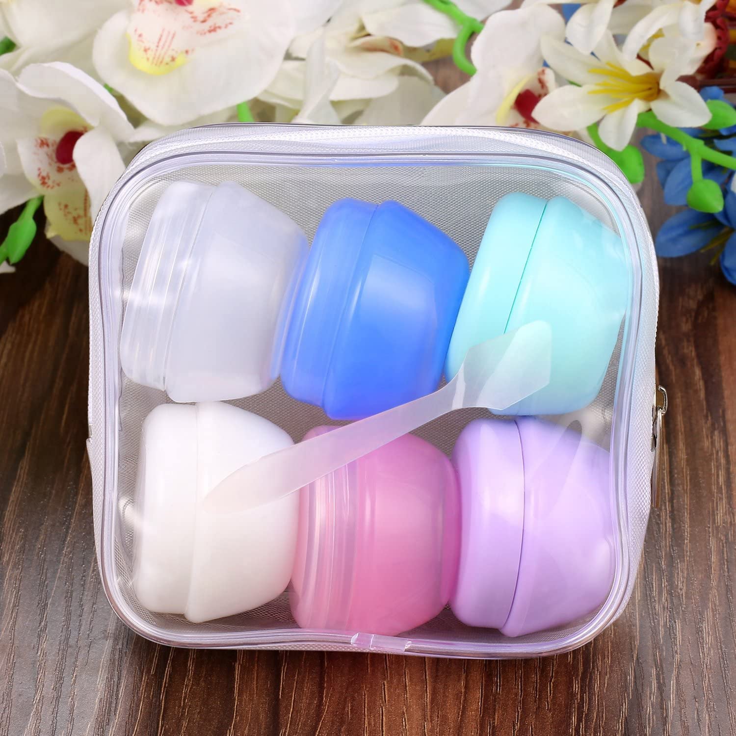 VEAIDE Plastic Small Travel Containers for Toiletries, TSA Approved Leakproof Refillable Cosmetics Makeup Jars with Lids for Cream Gel Paste, 20g/0.7OZ Per Piece, 6 Pieces