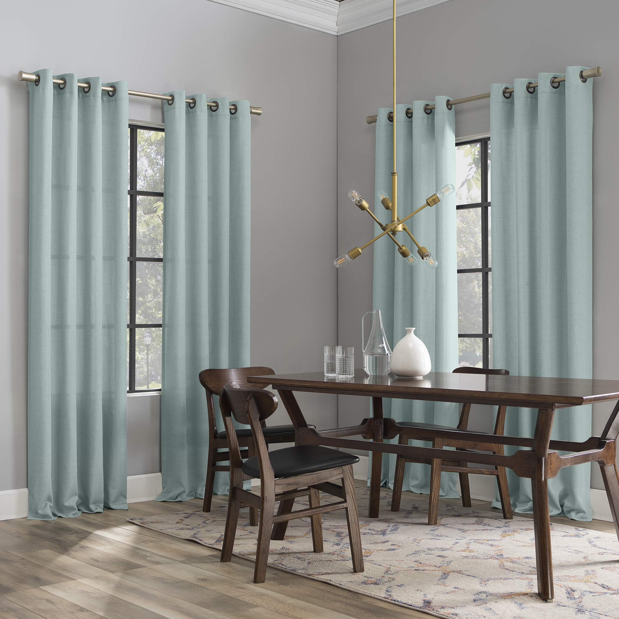 Scott Living Dari Heathered Texture Semi-Sheer Grommet Curtain Panel, 50" x 84", Teal