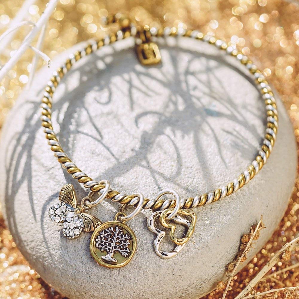 Waxing Poetic Sterling Silver and Brass Waxy Double Heart Charm
