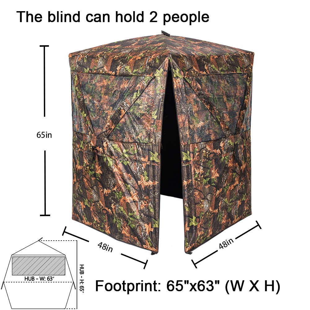 Vulture Pop-up Portable 3 Person Ground Hunting Blinds, 58 x 58 x 67 inches Camo Pattern Oxford Fabric