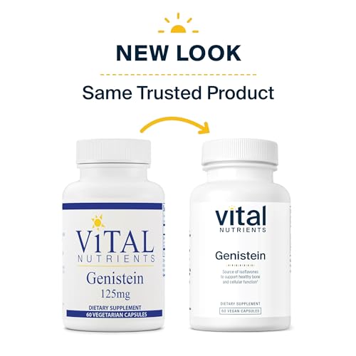 Vital Nutrients Genistein | Easily Absorbed Isoflavones for Bone Health Support* | Vegan Supplement | Gluten and Dairy Free | Non GMO | 60 Capsules
