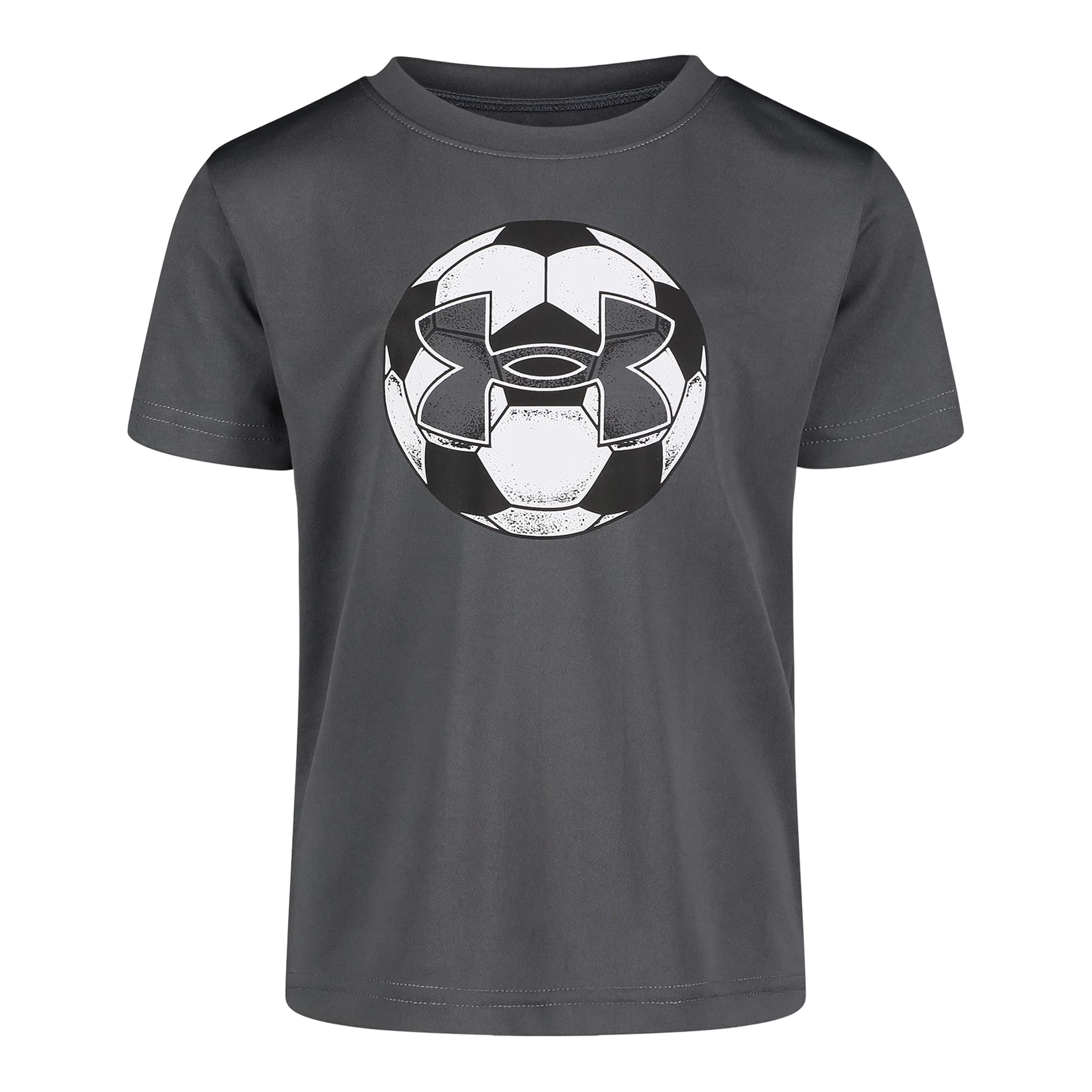 Under Armour Boys' Short Sleeve Performance Tech Crewneck T-Shirt, Soccer Graphic Design Pitch Gray