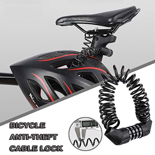 Zerlibeaful Cycling Bicycle Helmet Lock Portable Lock Lock Bike Code Travel Lock Combination Bike Accessories 18 Inch Mountain Bike (Black, One Size)
