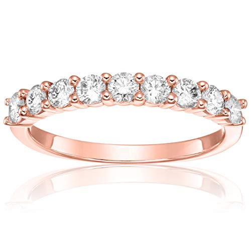 VIR JEWELS 3/4 carat (ctw) Diamond Wedding Anniversary Band for Women, Round Diamond Engagement Ring 14K White Gold 9 Stones Prong Set 0.75 cttw, Size 7