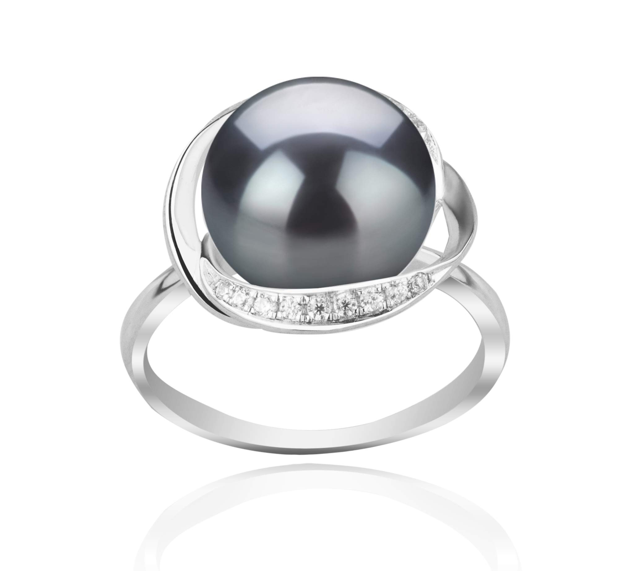 Wendy Black 11-12mm AAA Quality Freshwater 925 Sterling Silver Cultured Pearl Ring For Women - Size-6