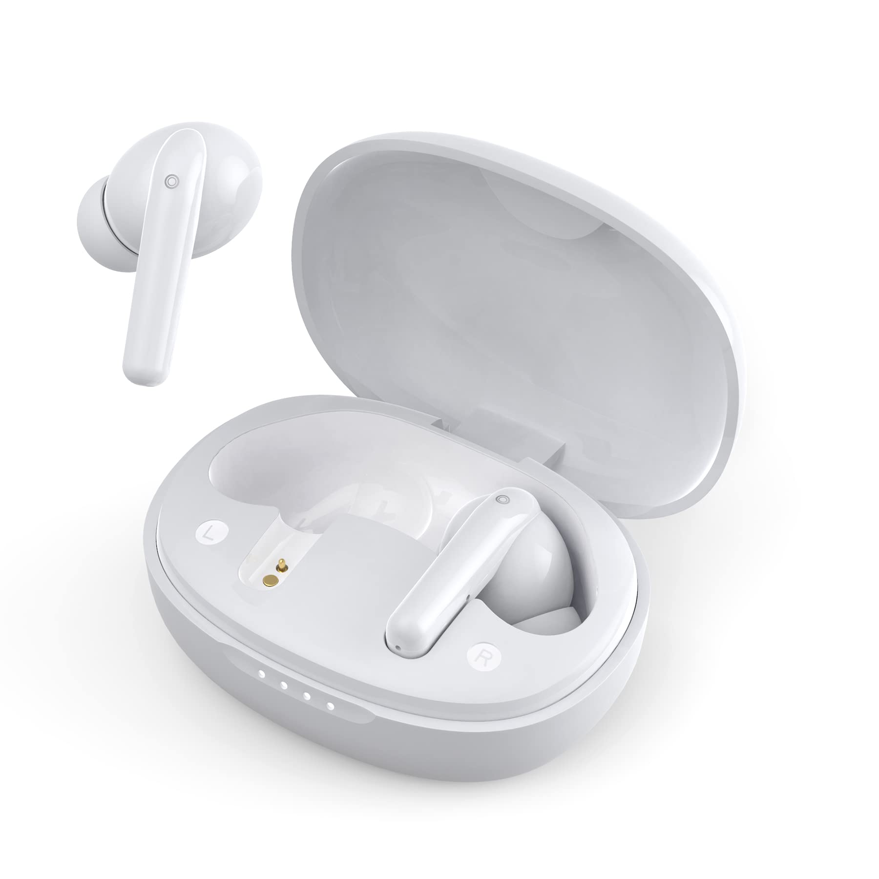 YW YUWISS Bluetooth 5.0 True Wireless Earbuds Touch Control with Charging Case Cordless in Ear Headphones IPX4 Waterproof with Noise Cancelling Mic for Apple iPhone Android Samsung (White)
