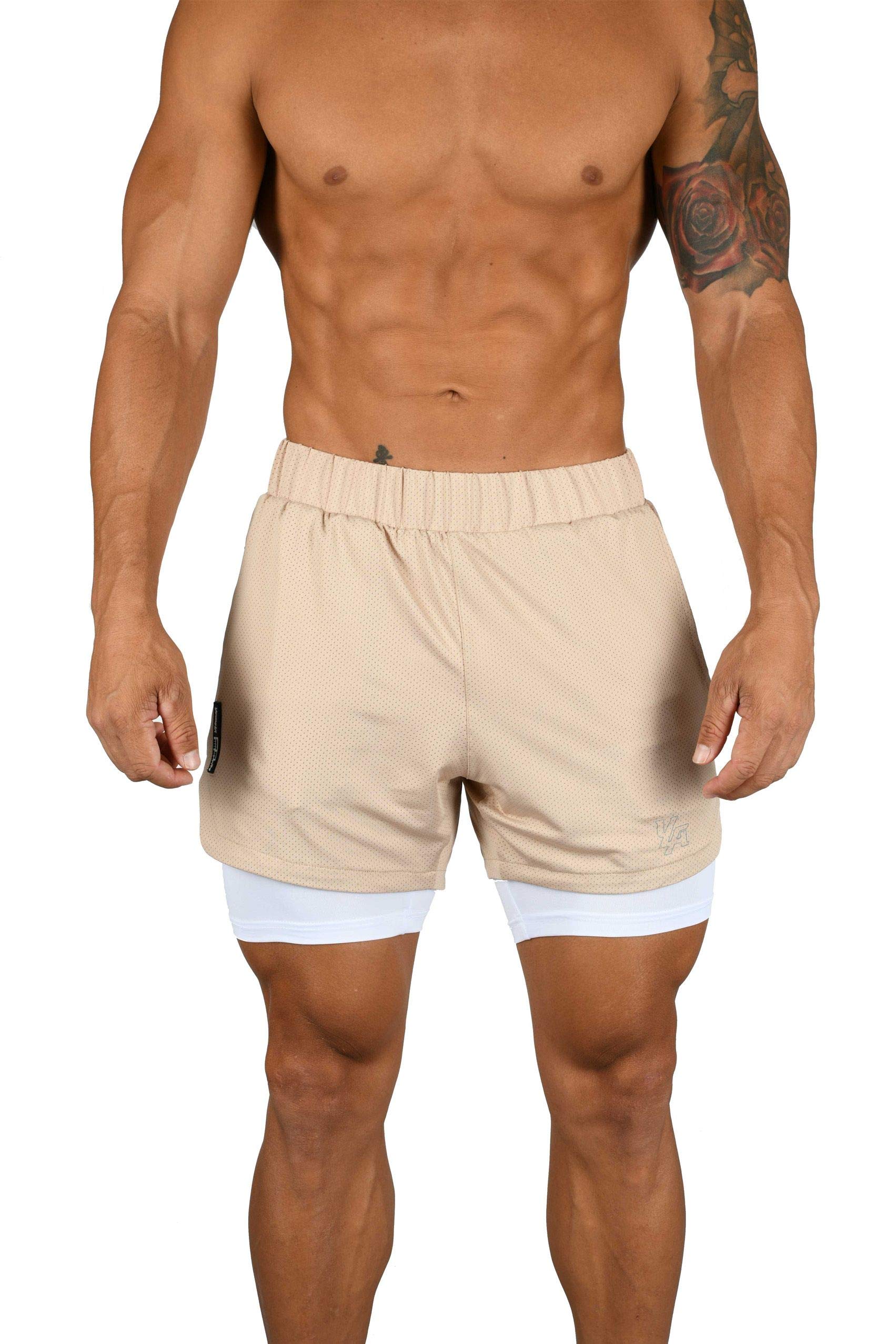 YoungLA Compression Shorts - Soft, Breathable, Stretchy Mens Compression Shorts with Pocket - Compression Shorts for Men 105 Black/White M