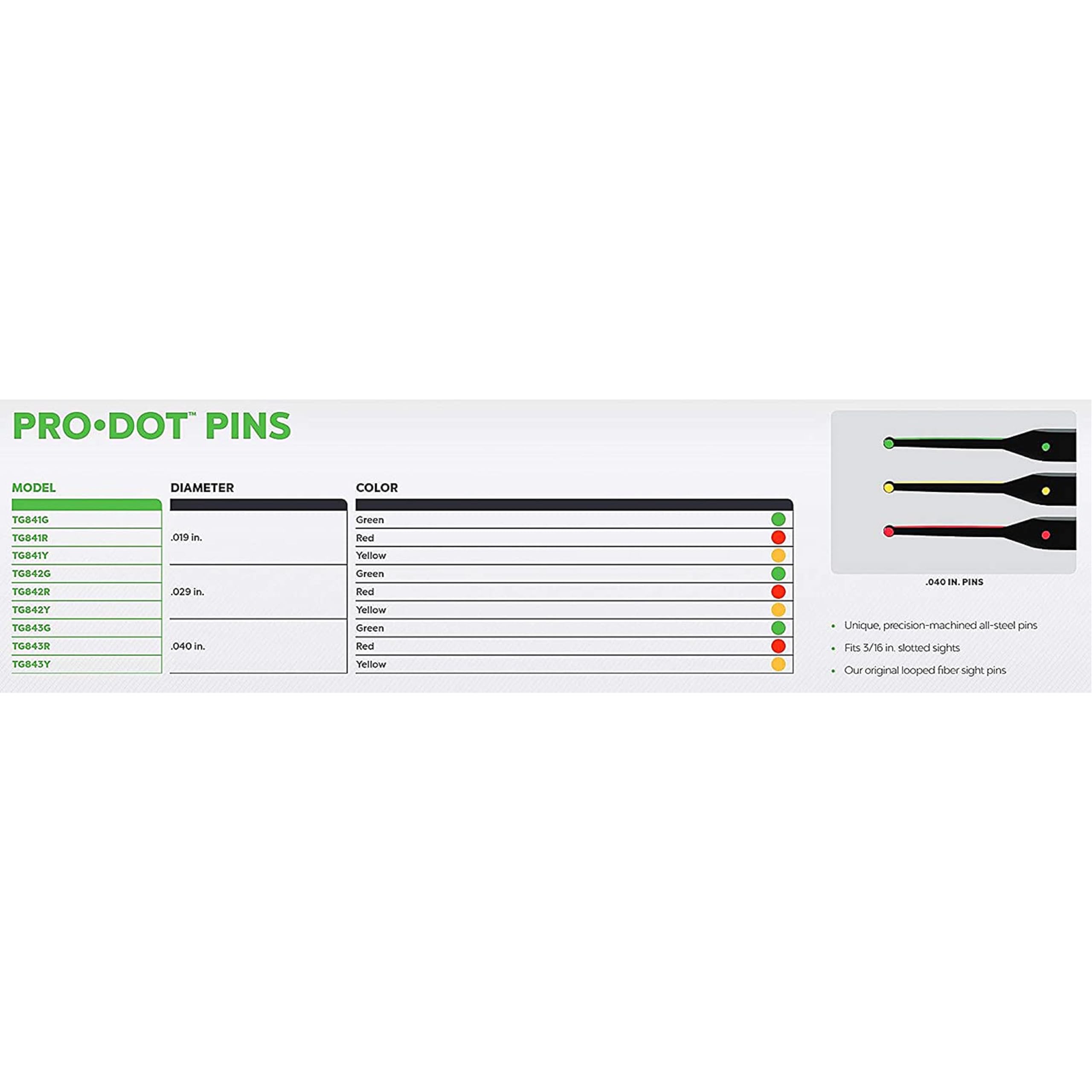 Truglo Pro-Dot Replacement All-Steel Fiber Optic .019" Sight Pin Compatible with 3/16" Slotted Sights - Red