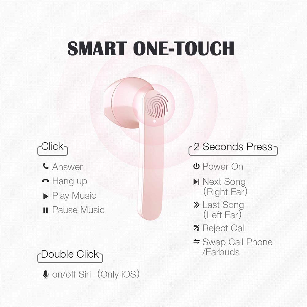 Wireless Bluetooth Earbuds, True Wireless Stereo Headsets in-Ear, 30H Playtime & Wireless Charging Case, Built-in Mic Earphones Premium Sound, Touch Control, IPX5 Waterproof Sport Headphones
