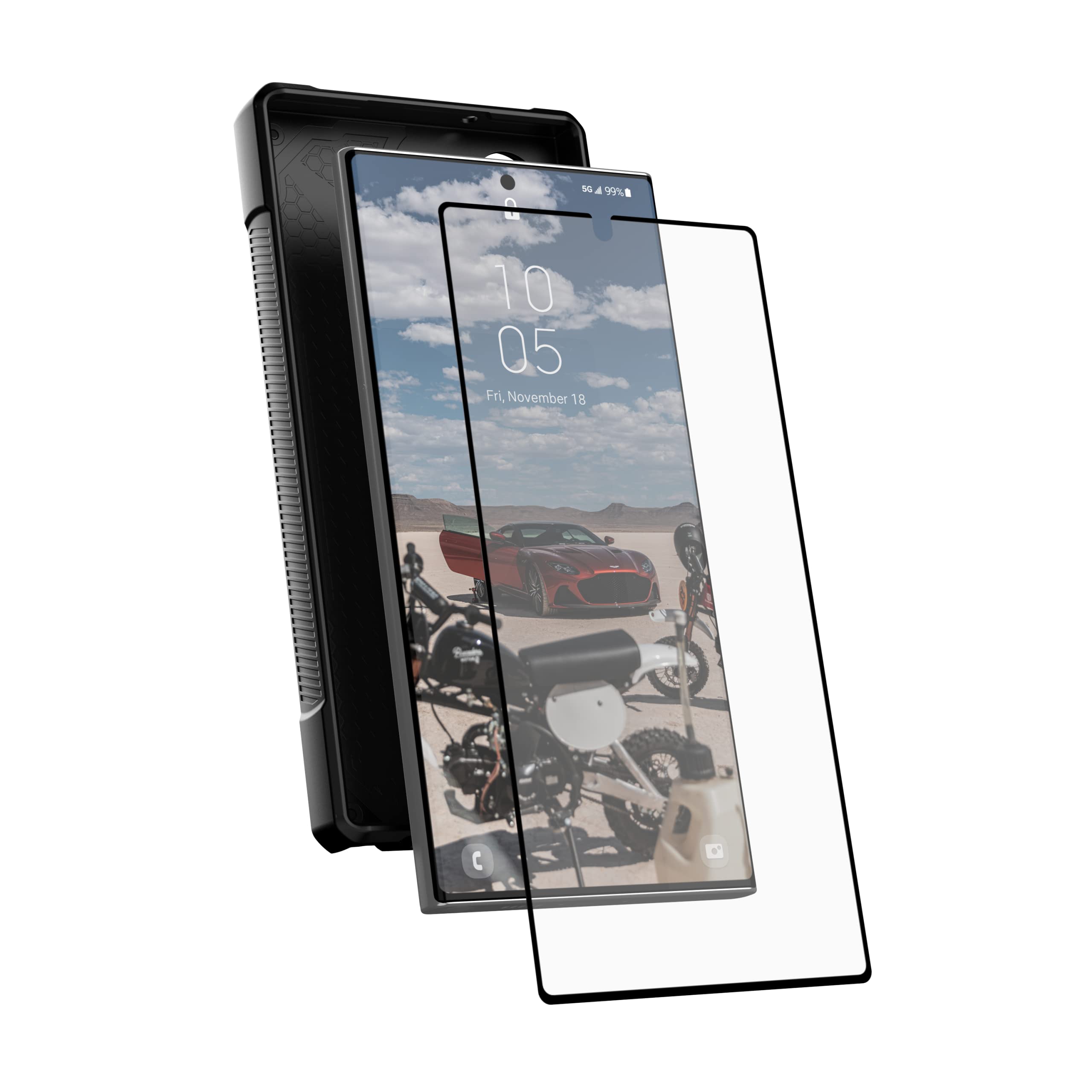 URBAN ARMOR GEAR UAG Designed for Samsung Galaxy S23 Ultra Case Magnetic Charging Protective Cover Monarch Pro Crimson + Premium Flex Shield Plus 6.8" Screen Protector 2in1 Bundle Pack