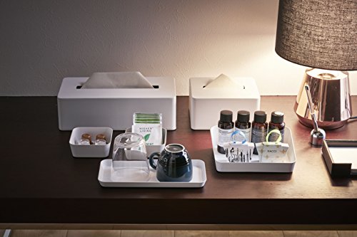 Yamazaki Home Rectangular Reusable Tissue Box Holder Cover Metal Container Case for Kitchen Bathroom or Bedroom Steel One Size White