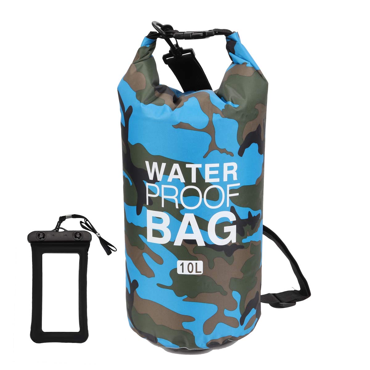 Waterproof Dry Bag 2L/5L/10L/15L/20L/30L, Roll Top Sack Keeps Gear Dry for Kayaking, Rafting, Boating, Swimming, Camping, Hiking, Beach, Fishing with Free Waterproof Phone Case (Light Blue, 10L)