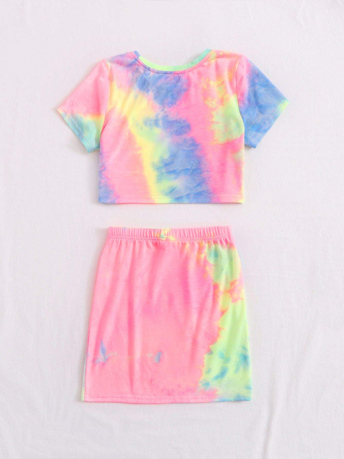 SOLY HUX Girl's 2 Piece Outfits Short Sleeve Crop Top and Skirt Set Tie Dye 11-12Y