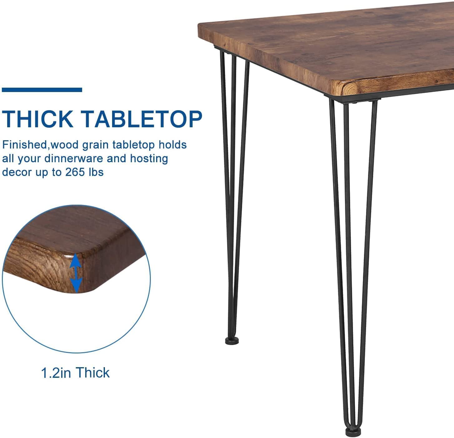 VECELO 3 Piece Kitchen Room Table and Chairs Dinette Breakfast Nook, Farmhouse, Small Space, Modern Industrial Style, Brown, Dining Set for 2, Rustic BRN
