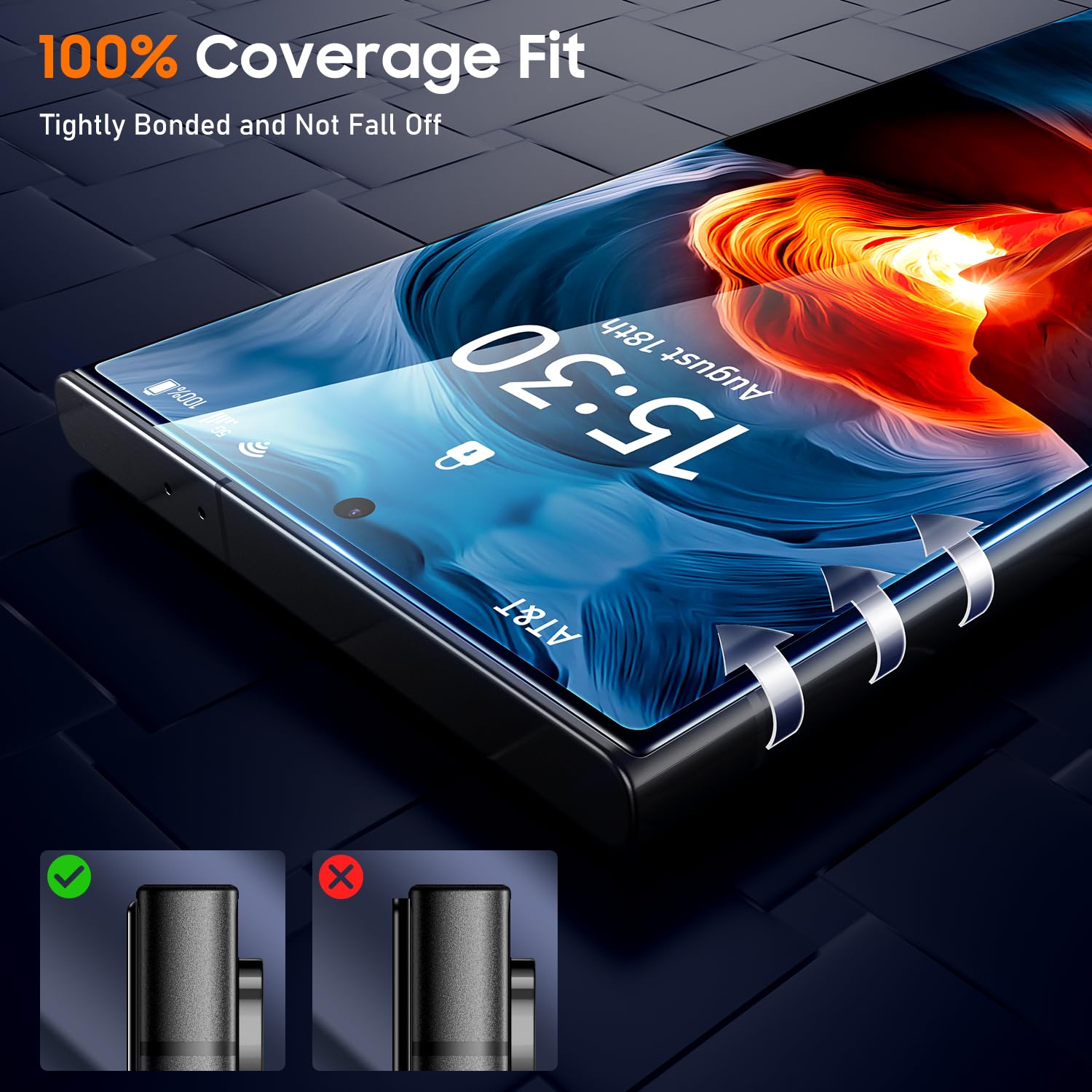UniqueMe for Samsung Galaxy S23 Ultra Privacy Screen Protector, [Automatic Sticking] 9H Full Coverage S23 Ultra Screen Tempered Glass Anti-Spy Bubble Free Case Friendly - 2 Pack