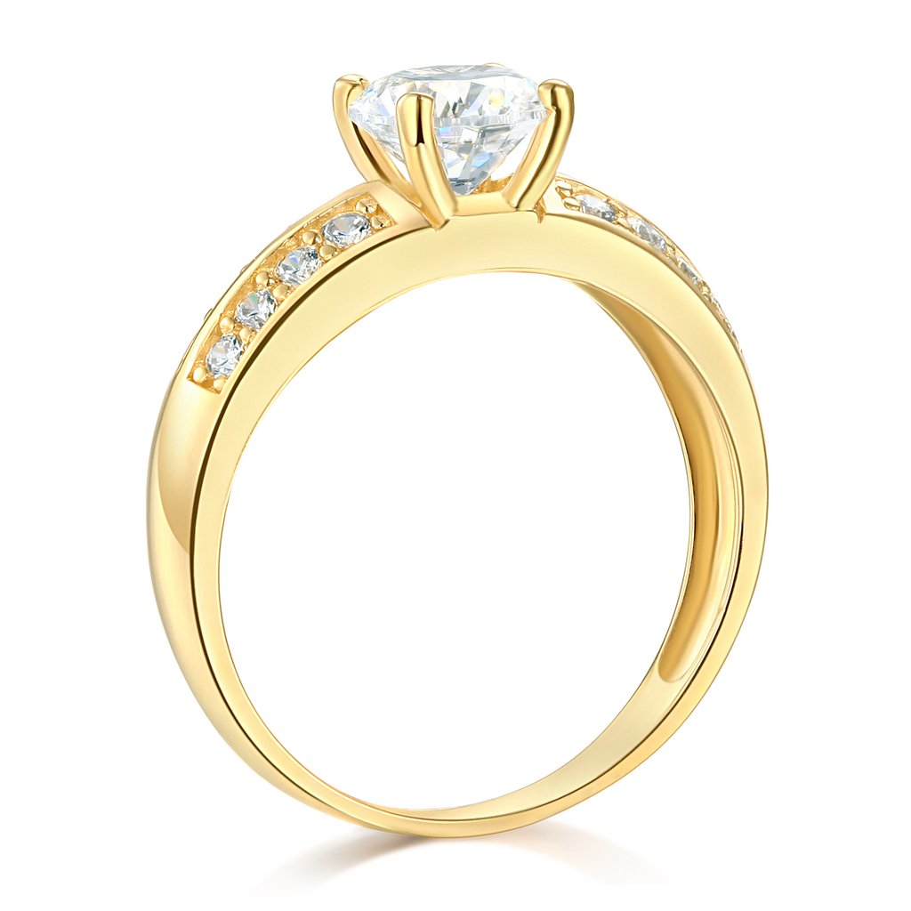 TWJC 14k Yellow Gold Solid Wedding Engagement Ring - Size 6
