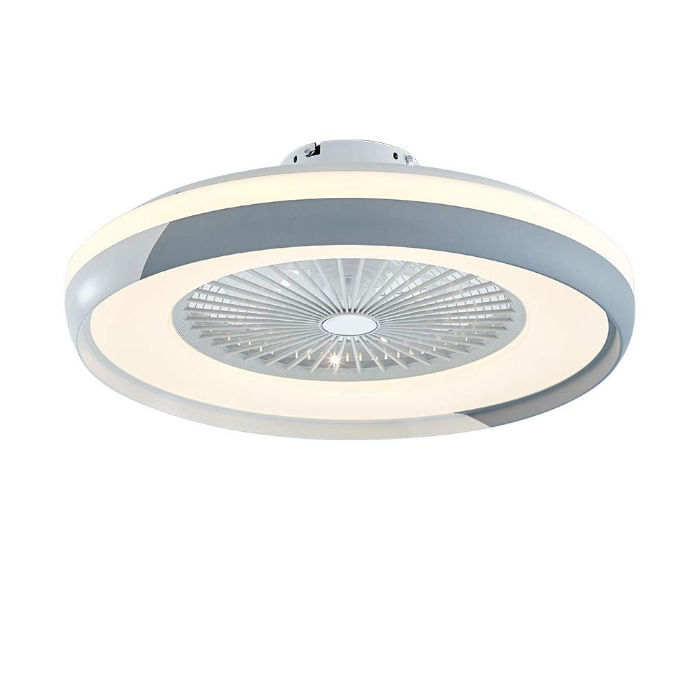 YIYIBYUS 23.5-Inch Modern Fan Chandelier LED 3 Colors 3 Speed with Remote Control Ceiling Fan Ceiling Light Mute Suitable for Living Room Bedroom Dining Room (White and Grey)
