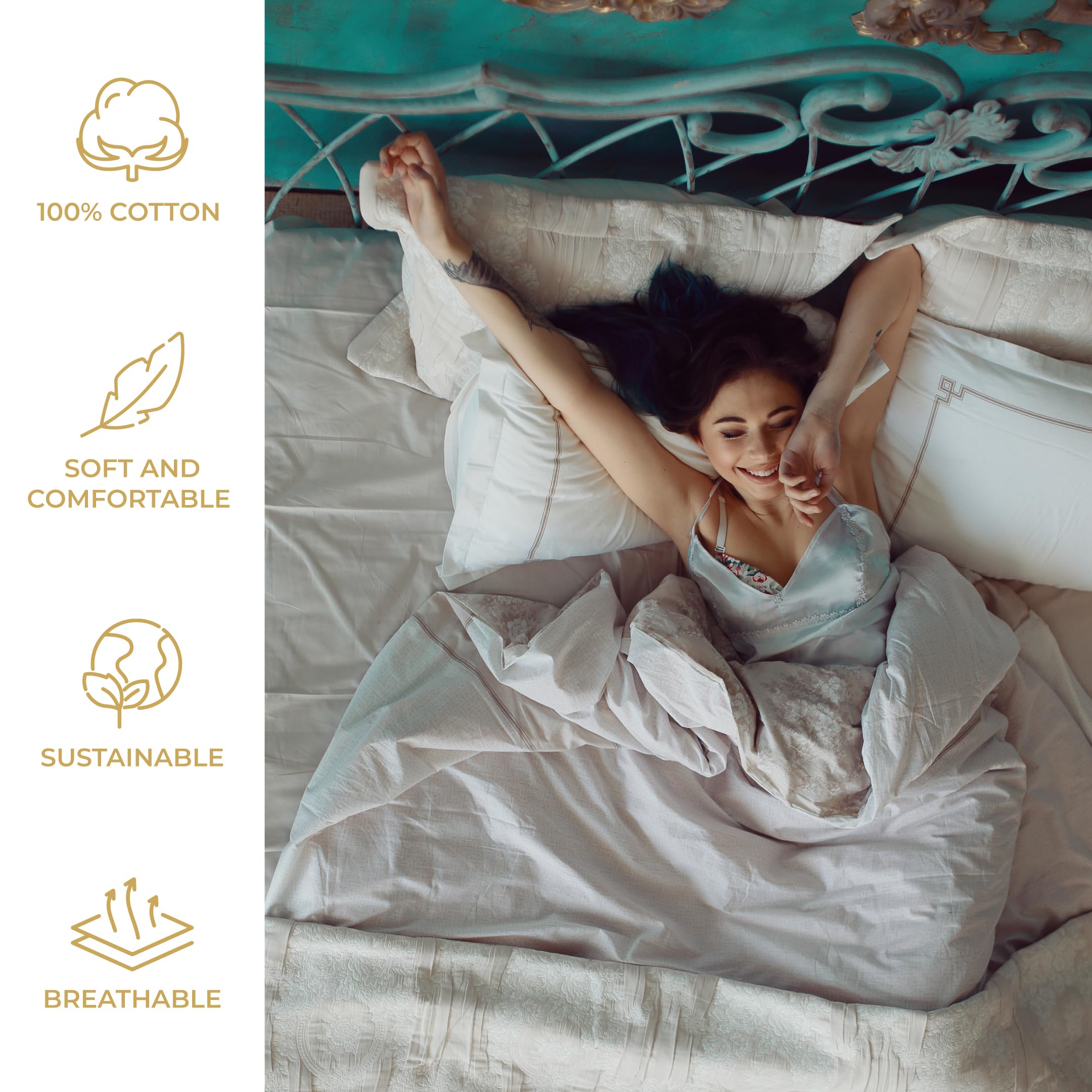 Westbrooke 100% Cotton Sheet Set - 400 Thread Count Queen Size Sateen Sheets - 4 Piece Long Staple Cotton Bedding Set with 15.5" Deep Pocket - Silky, Soft & Breathable Luxury Sheets (White)